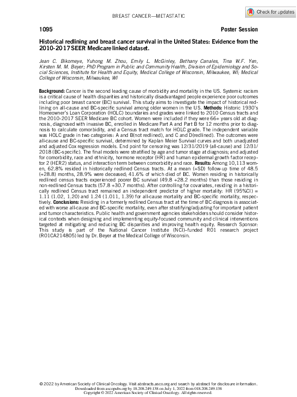 (PDF) Historical redlining and breast cancer survival in the United ...