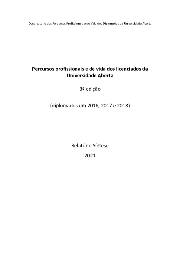 (PDF) Percursos profissionais e de vida dos licenciados da UAb ...