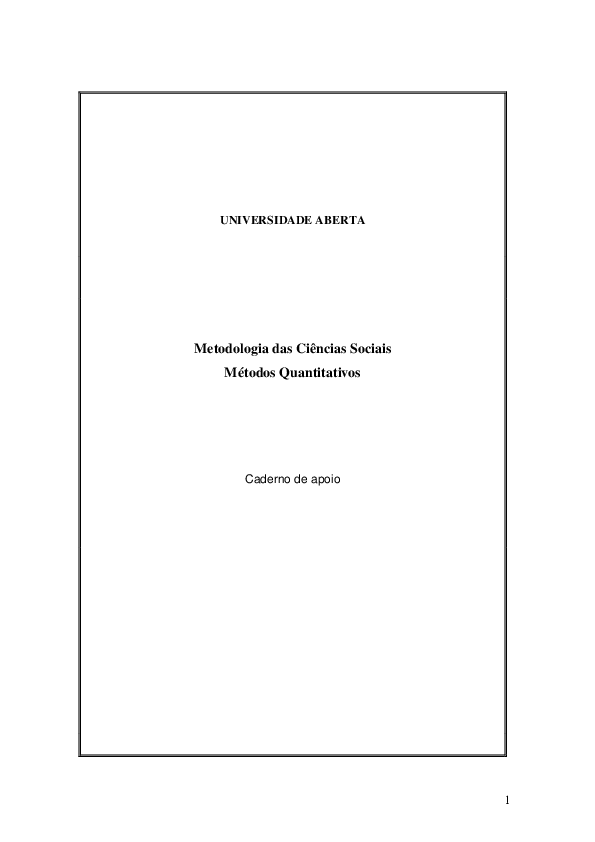 (PDF) Metodologia das ciências sociais: métodos quantitativos