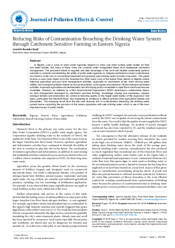 (PDF) Reducing Risks of Contamination Breaching the Drinking Water ...