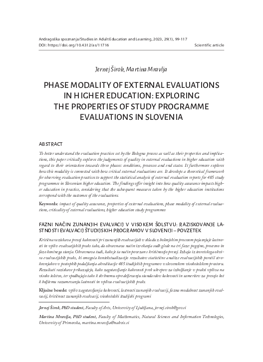 (PDF) Phase Modality of External Evaluations in Higher Education