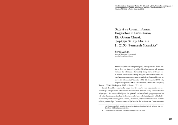 (PDF) Safevi ve Osmanlı Sanat Beğenilerini Buluşturan Bir Ortam Olarak ...