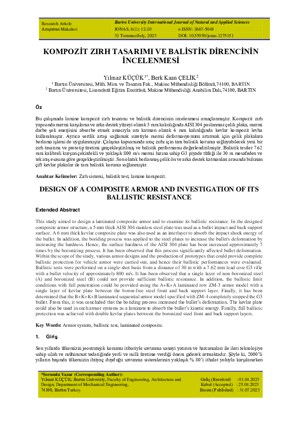 (PDF) Design of a Hybrid Laminated Composite Vehicle Armor and ...