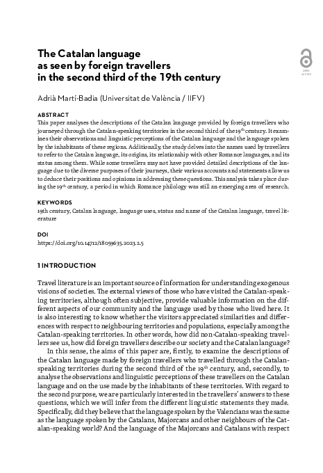 (PDF) The Catalan language as seen by foreign travellers in the second ...