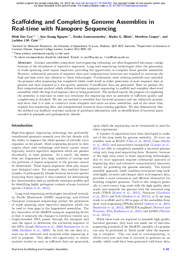(PDF) Scaffolding and Completing Genome Assemblies in Real-time with ...