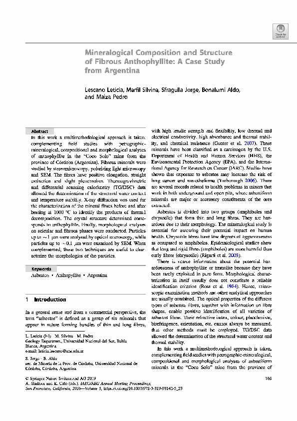 (PDF) Mineralogical Composition and Structure of Fibrous Anthophyllite ...