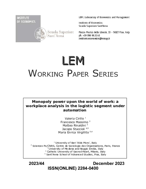 (PDF) Monopoly power upon the world of work: a workplace analysis in ...