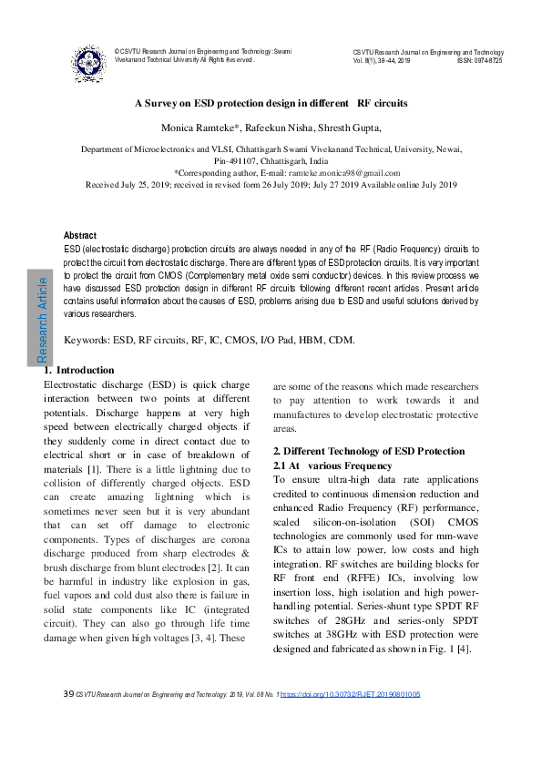 Pdf Esd Protection For Rf Circuits