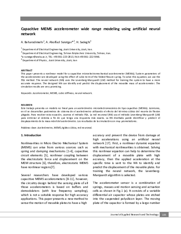 Pdf Capacitive Mems Accelerometer Wide Range Modeling Using