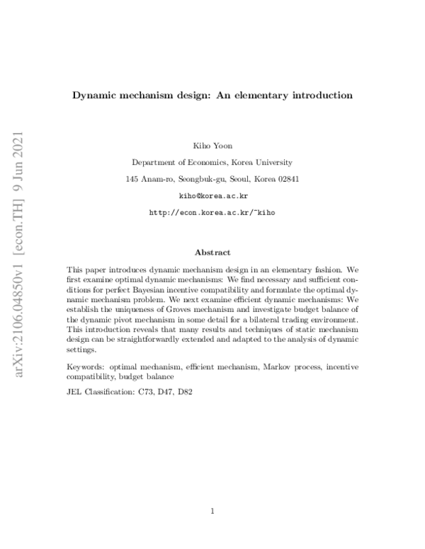 Dynamic mechanism design: An elementary introduction