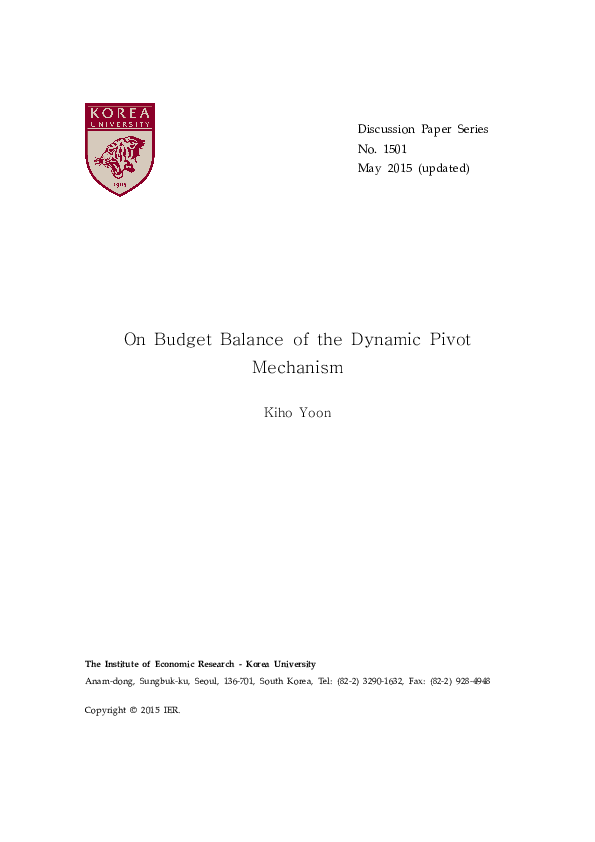 (PDF) On budget balance of the dynamic pivot mechanism