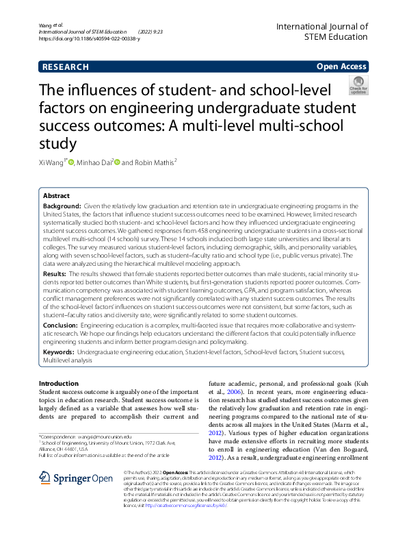 (PDF) The influences of student- and school-level factors on ...