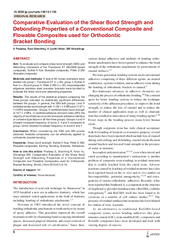 (PDF) Comparative Evaluation of the Shear Bond Strength and Debonding ...