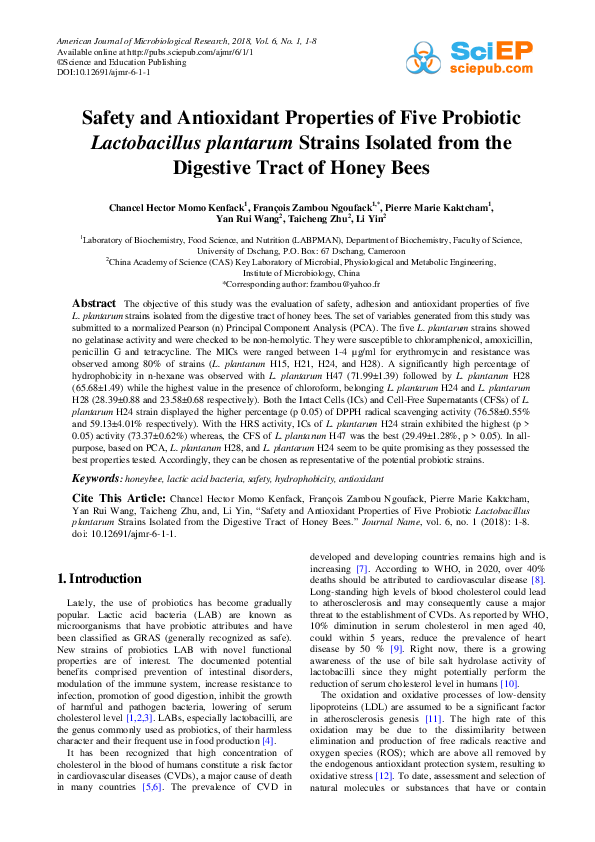 (PDF) Safety and Antioxidant Properties of Five Probiotic Lactobacillus ...