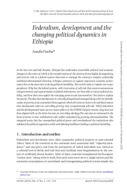 (PDF) Federalism, development and the changing political dynamics in ...