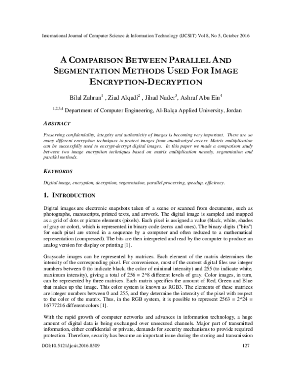 (PDF) A Comparison Between Parallel and Segmentation Methods Used for Image Encryption ...