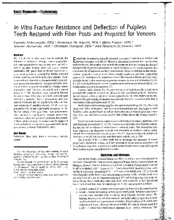 (PDF) In vitro fracture resistance and deflection of pulpless teeth ...