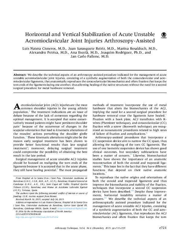 (PDF) Horizontal and Vertical Stabilization of Acute Unstable ...