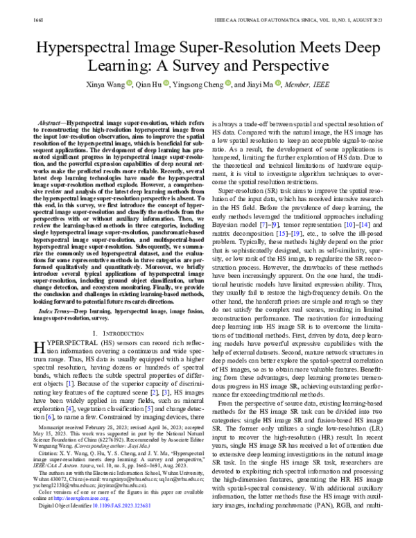 (PDF) Hyperspectral Image Super-Resolution Meets Deep Learning: A Survey and Perspective