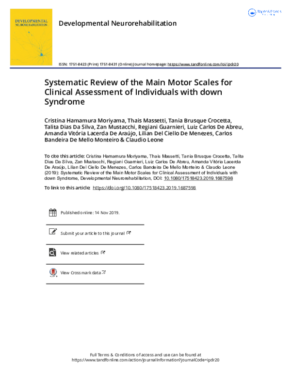 (PDF) Systematic Review of the Main Motor Scales for Clinical ...