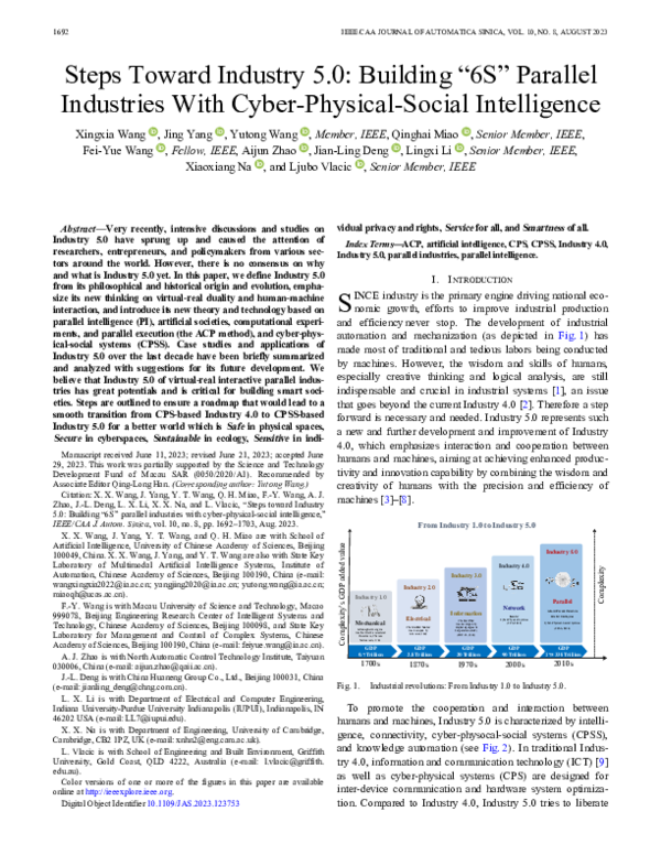 (PDF) Steps Toward Industry 5.0: Building "6S" Parallel Industries With Cyber-Physical-Social ...
