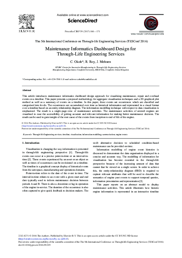 (PDF) Maintenance Informatics Dashboard Design for Through-life ...