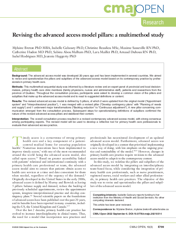 (PDF) Revising the advanced access model pillars: a multimethod study