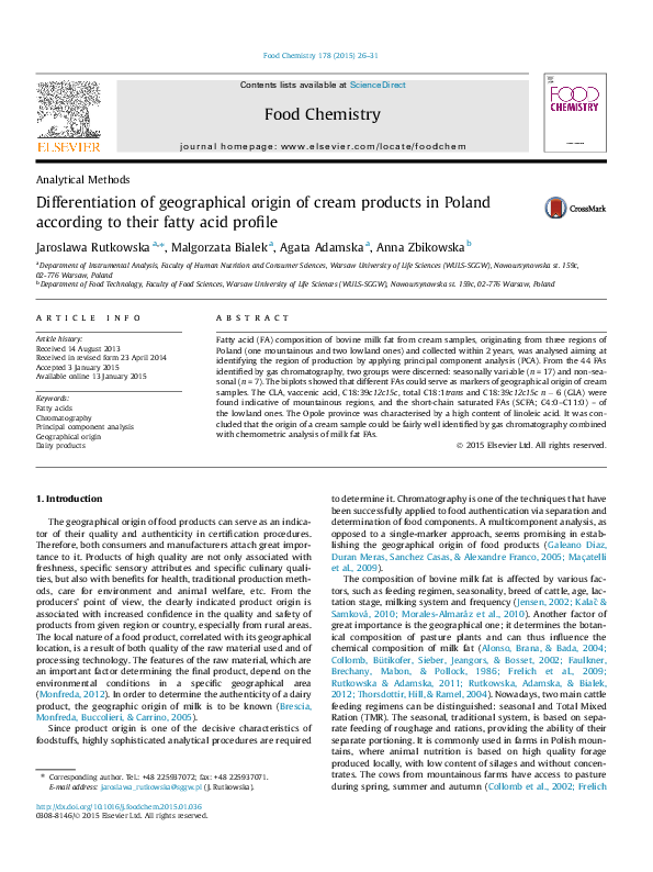 (PDF) Differentiation of geographical origin of cream products in ...