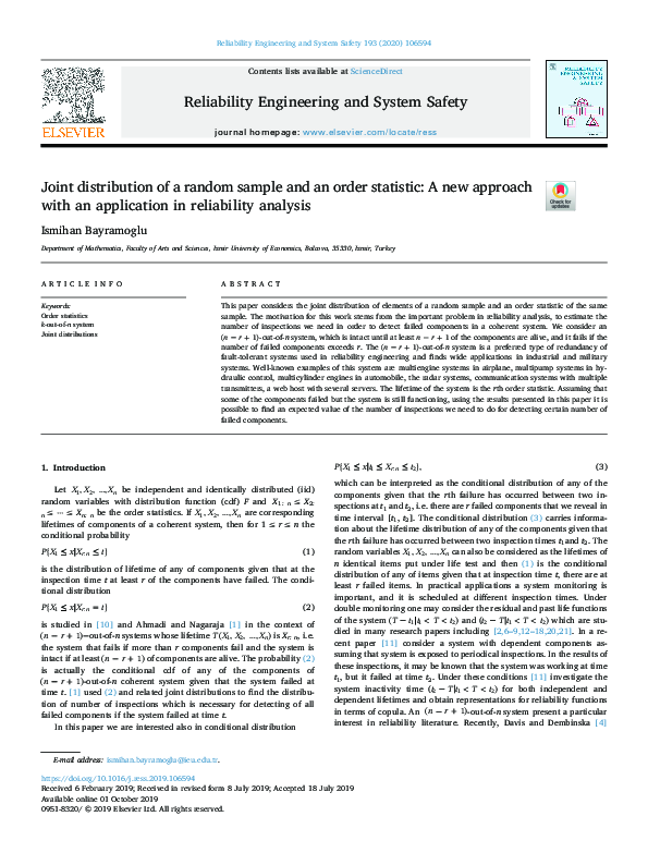 (PDF) Joint distribution of a random sample and an order statistic: A ...