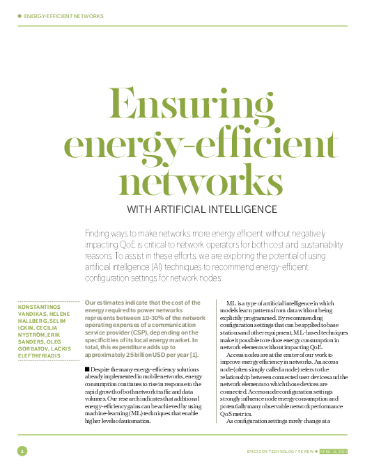 (PDF) Ensuring energy-efficient networks with Artificial Intelligence