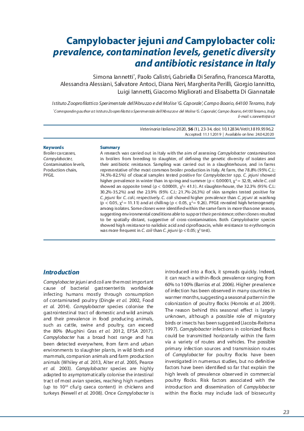 (PDF) Campylobacter jejuni and Campylobacter coli: prevalence ...