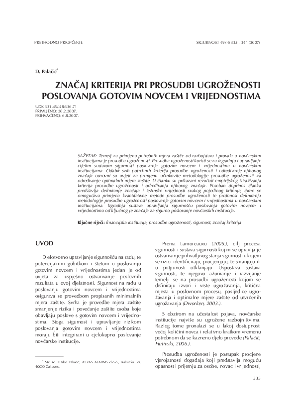 (PDF) The Importance of the Criteria in Risk Assessment in Financial ...