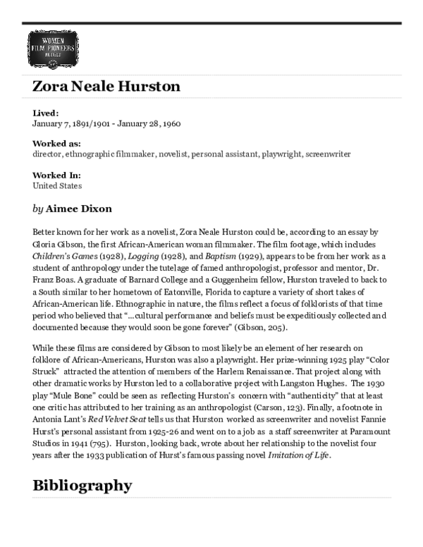 (PDF) Zora Neale Hurston