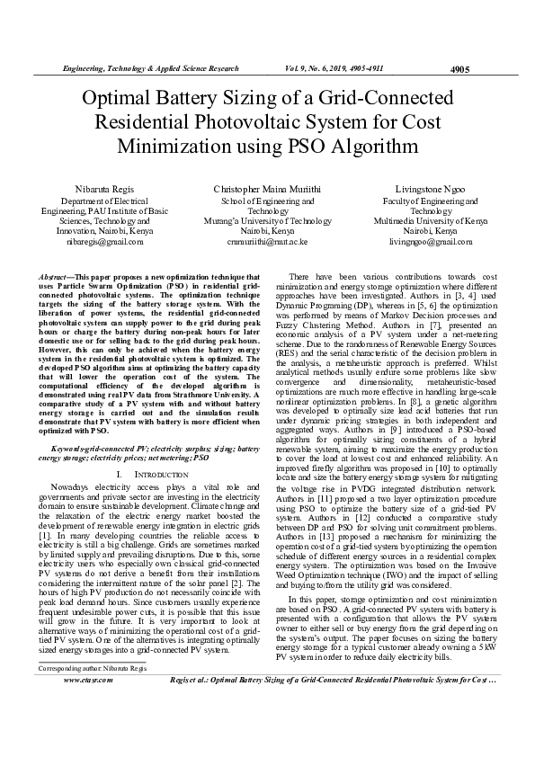(PDF) Optimal Battery Sizing of a Grid-Connected Residential ...