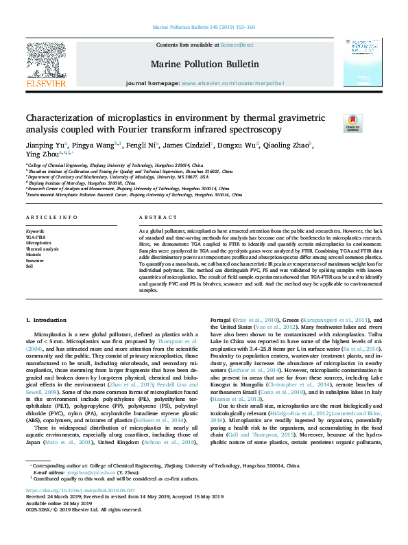 Pdf Characterization Of Microplastics In Environment By Thermal