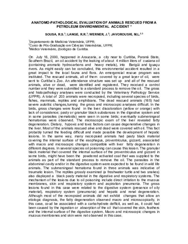 (PDF) Anatomo-Pathological Evaluation of Animals Rescued from a ...