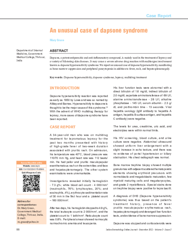 (PDF) An unusual case of dapsone syndrome
