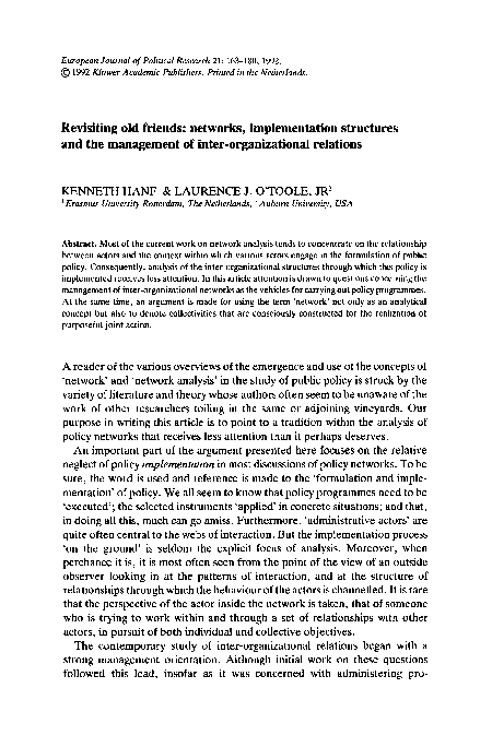 (PDF) Revisiting old friends: networks, implementation structures and ...