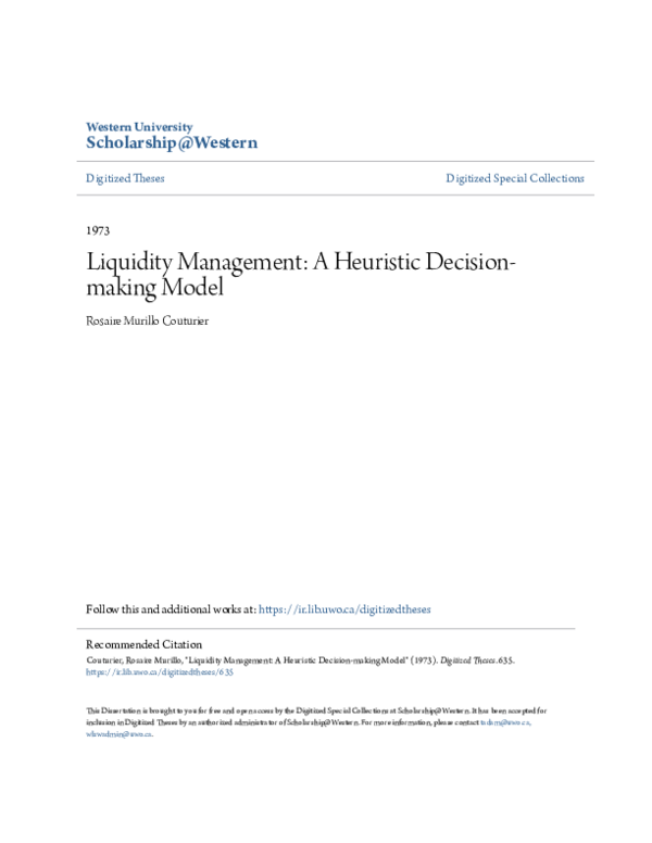 (PDF) Liquidity Management: A Heuristic Decision-making Model
