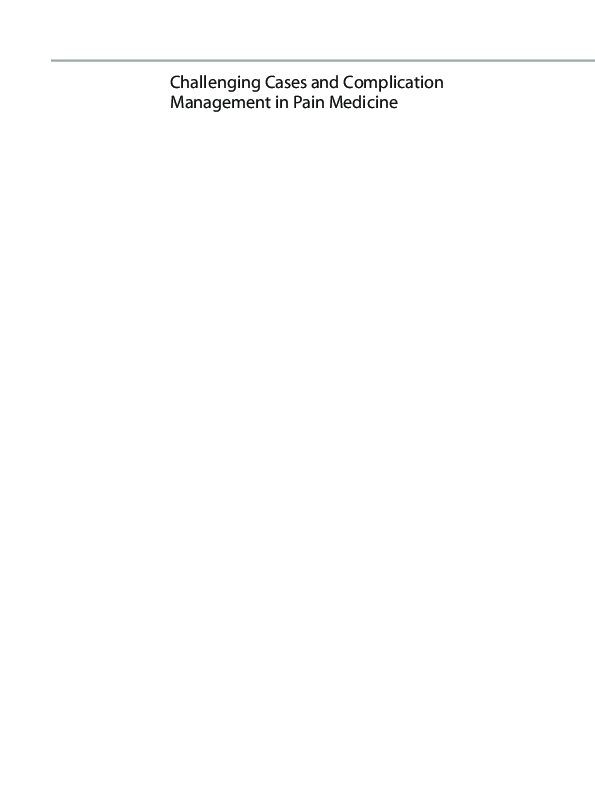 (PDF) Challenging Cases and Complication Management in Pain Medicine