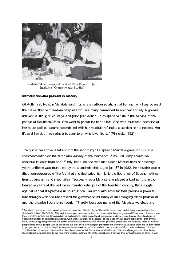 (DOC) Ruth First: the present is history