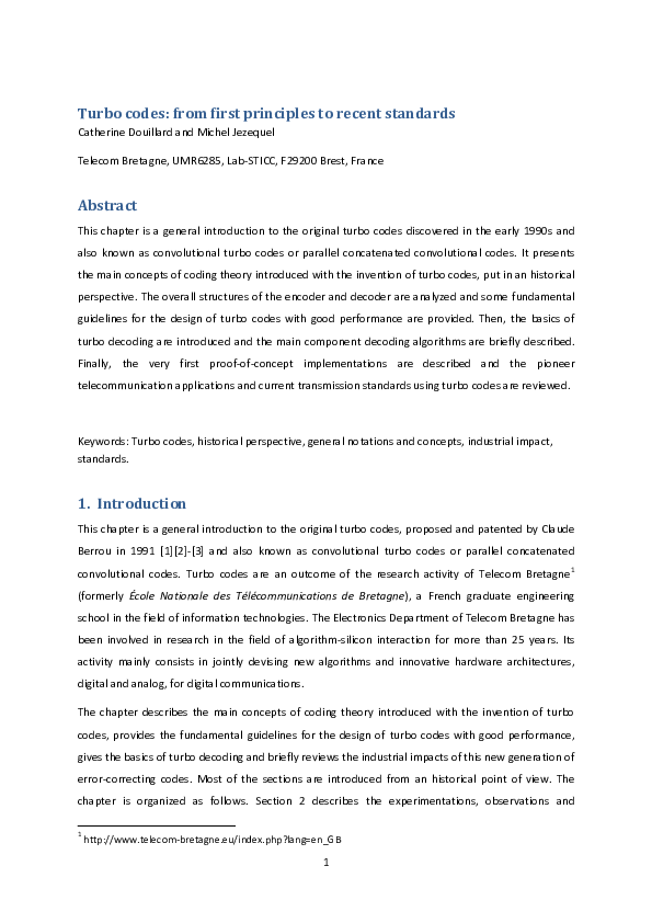 (PDF) Turbo Codes: From First Principles to Recent Standards
