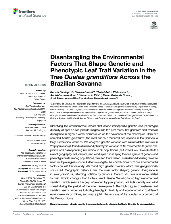(PDF) Disentangling the Environmental Factors That Shape Genetic and ...