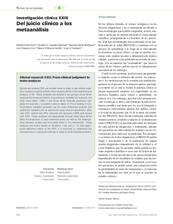(PDF) In vestigación clínica XXIII Del juicio clínico a los ...