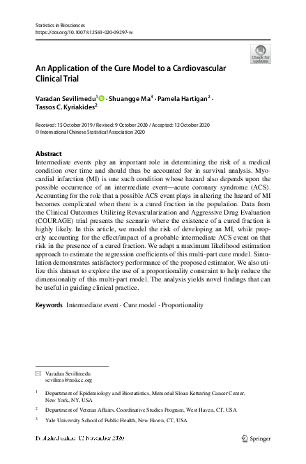 (PDF) An Application of the Cure Model to a Cardiovascular Clinical Trial