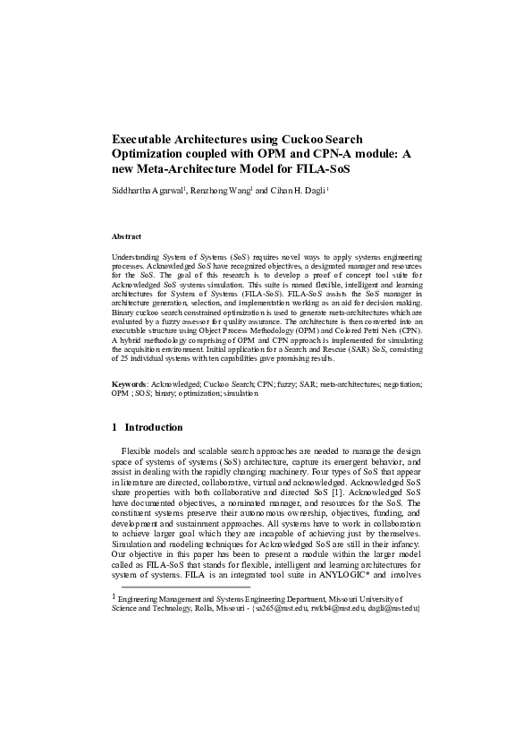 (PDF) Executable Architectures Using Cuckoo Search Optimization Coupled with OPM and CPN-A ...