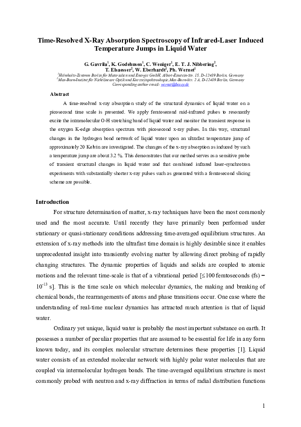 (PDF) Time-resolved X-ray absorption spectroscopy of infrared-laser-induced temperature jumps in ...