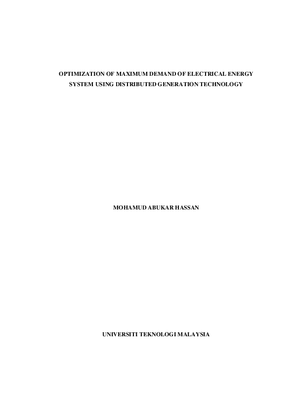 (PDF) Optimizing Electrical Demand with Distributed Tech