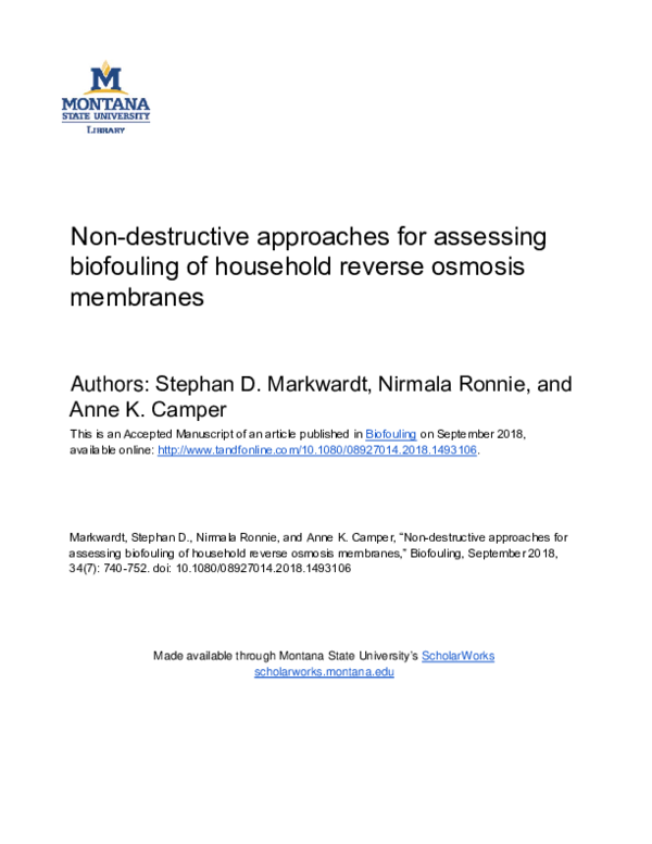 (PDF) Biofouling of Reverse Osmosis Membranes
