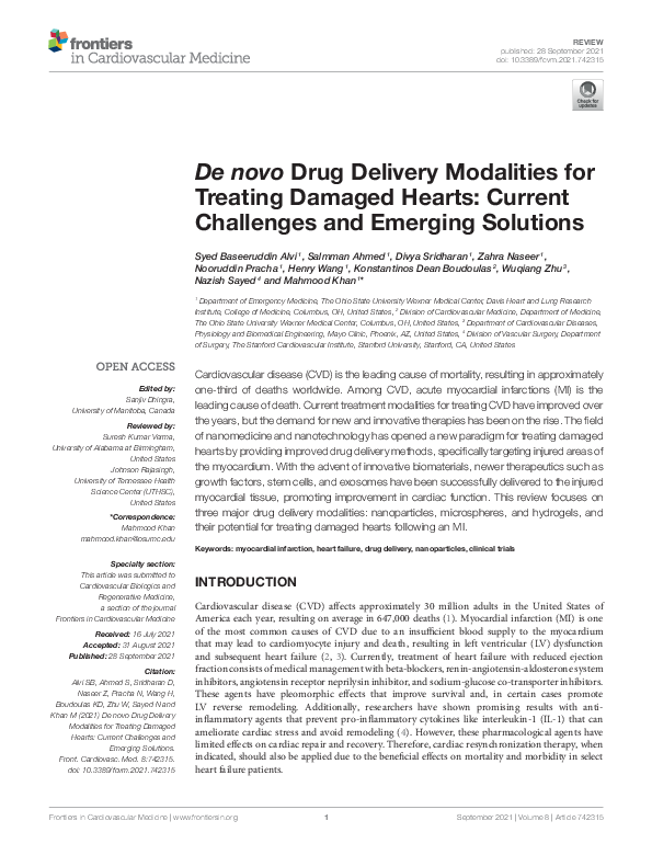 (PDF) De novo Drug Delivery Modalities for Treating Damaged Hearts ...
